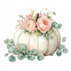 20 Elegant Floral Pumpkin Clipart, Thanksgiving, Fall Design Elements ...