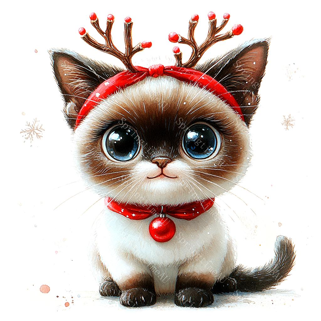 20 Cute Christmas Cat Clipart, Adorable Santa Kitten, Printable ...