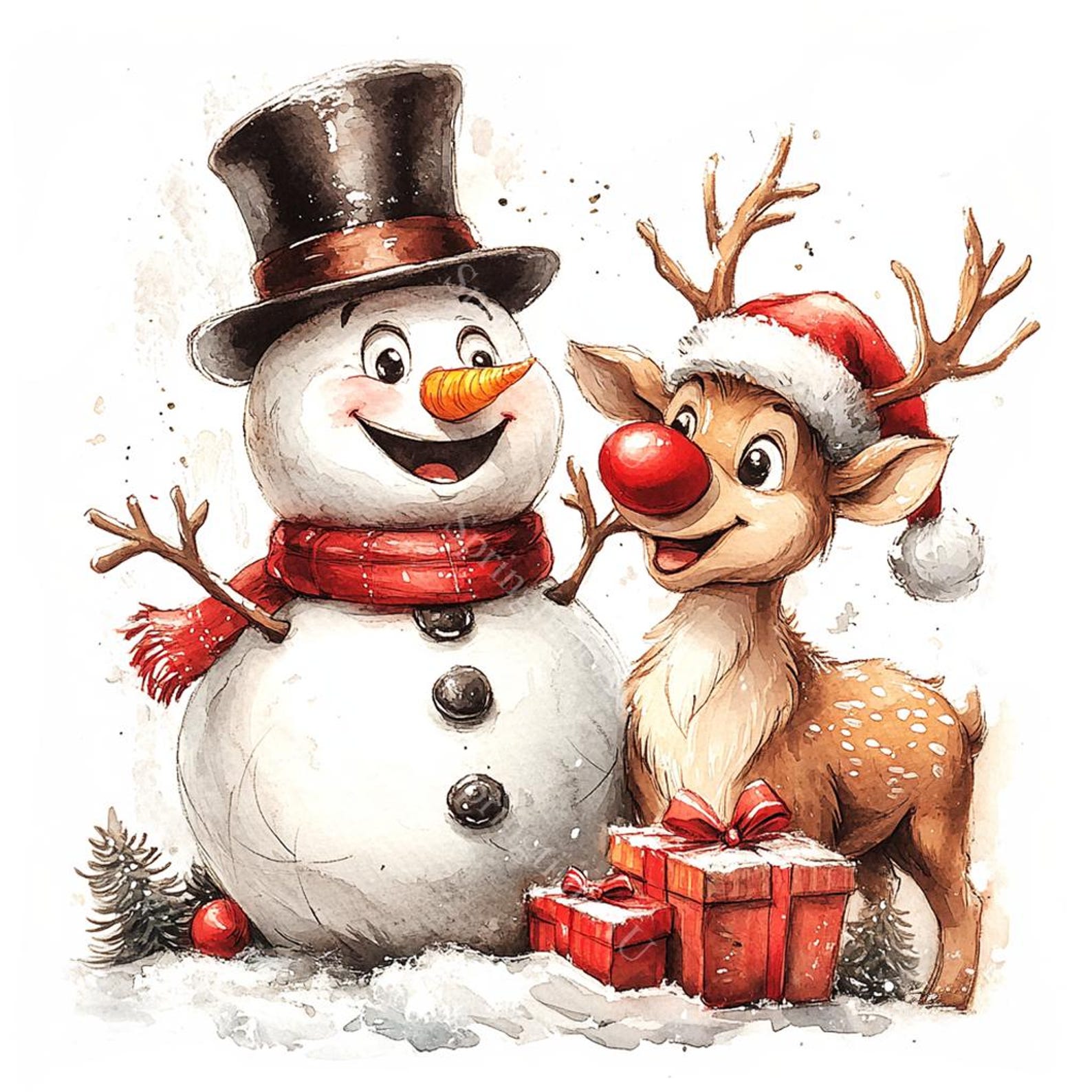 20 Quirky Snowman & Reindeer Christmas Clipart, Planners Holiday Cards ...