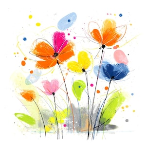 20 Sketched Colored Wildflowers Clipart, Doodle Hand Drawn Flower ...