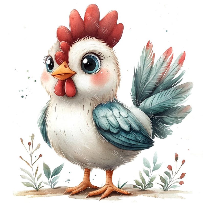 16 Cute Chicken Clipart, Cute Farm Rooster, Baby Chicken, Country ...