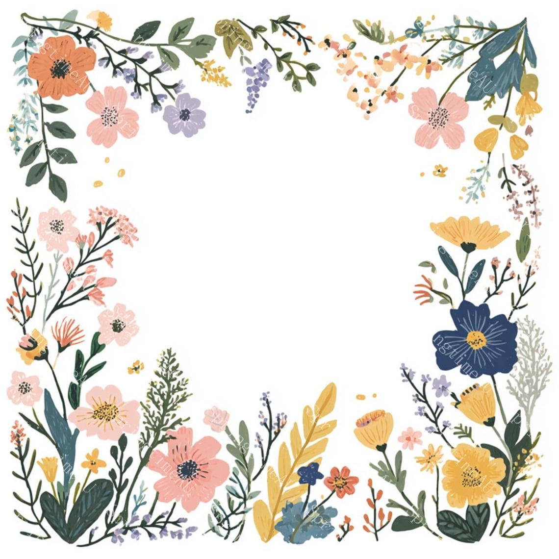 14 Cute Floral Frames Clipart, Floral Frame Borders, Wildflower Frame ...