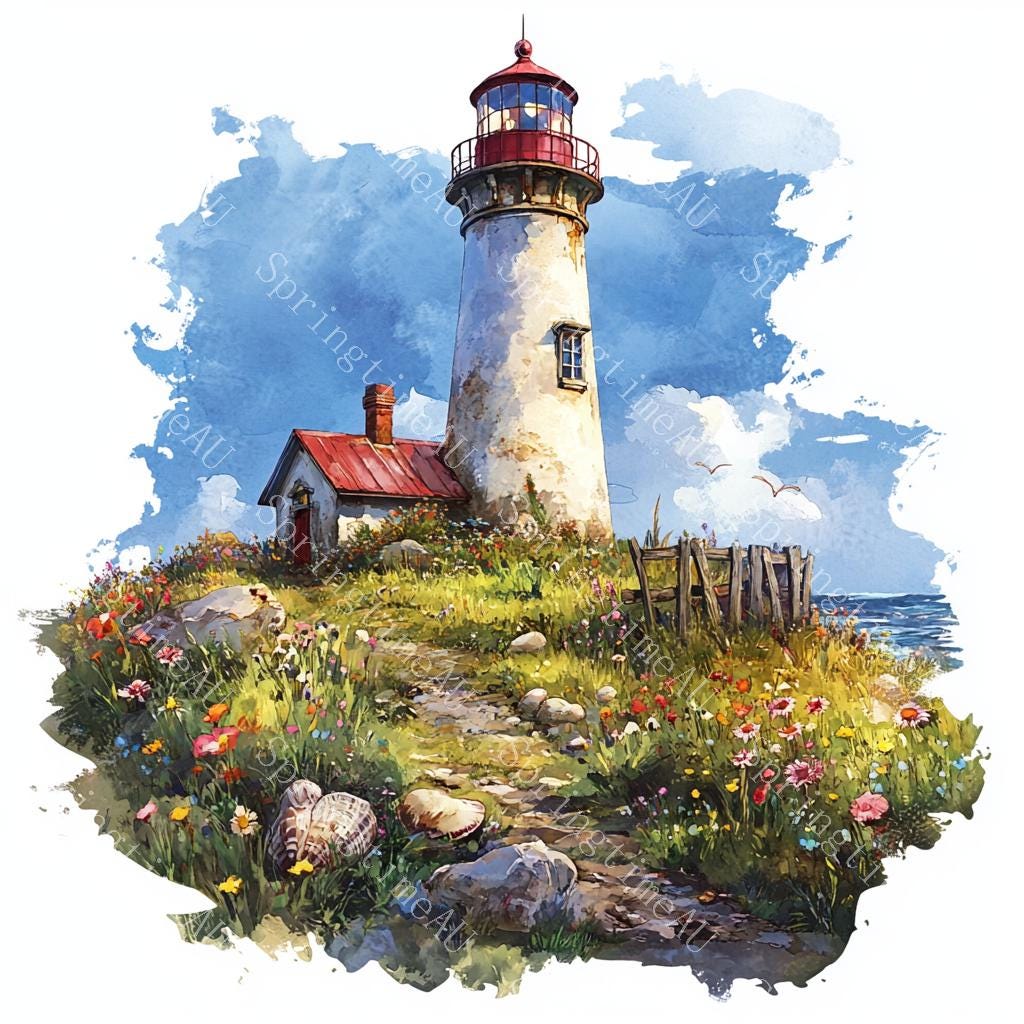 16 Vintage Lighthouse Clipart, Nautical Clipart, Ocean Clipart ...