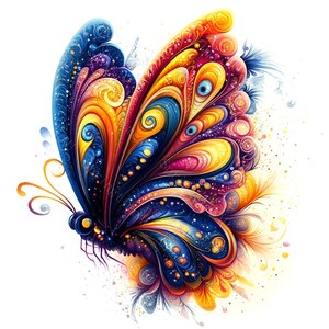 18 Glitter Butterflies Clipart, Floral Butterflies, Colorful ...