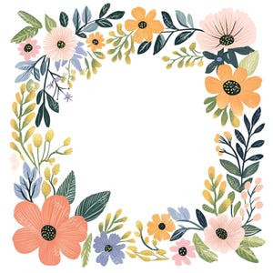 14 Cute Floral Frames Clipart, Floral Frame Borders, Wildflower Frame ...