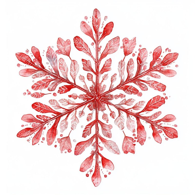 Red Snowflake Clipart - Etsy