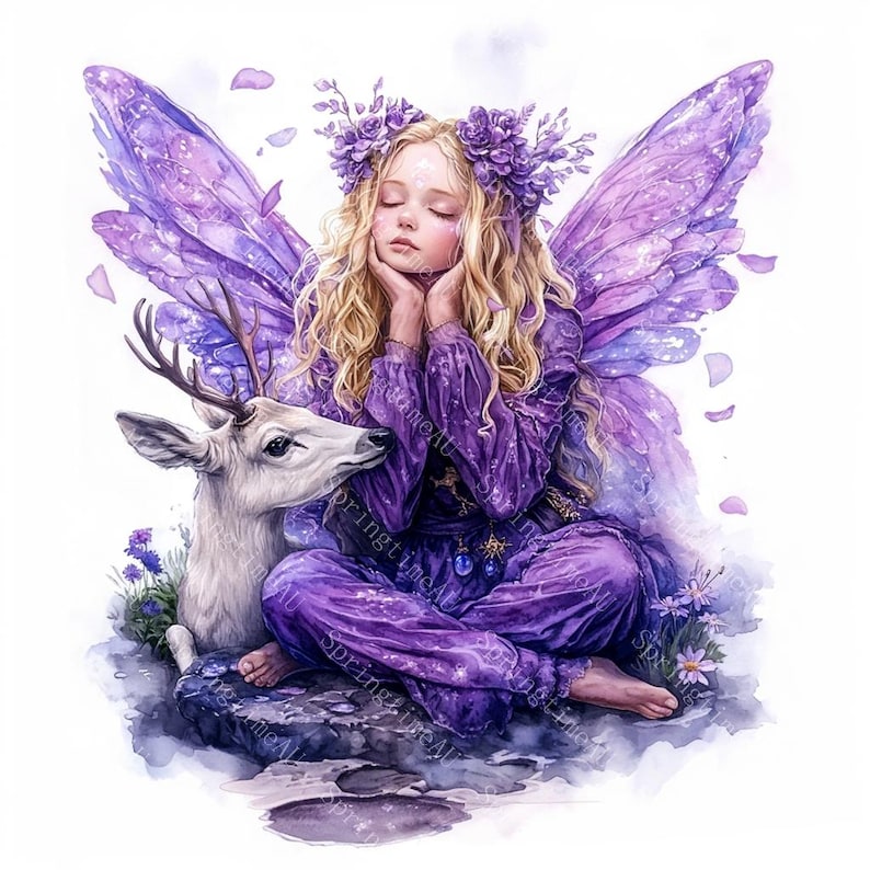 20 Purple Fairy Clipart, Forest Fairy, Whimsical Fairy, Magical Fantasy ...