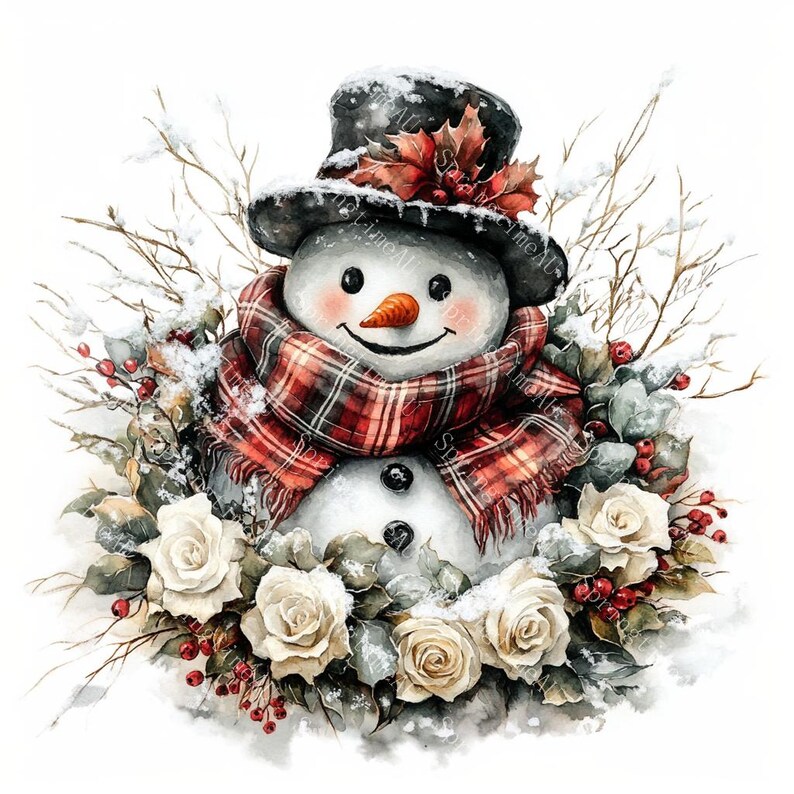 18 Vintage Snowman Clipart, Winter Snowman, Christmas Card, Printable ...