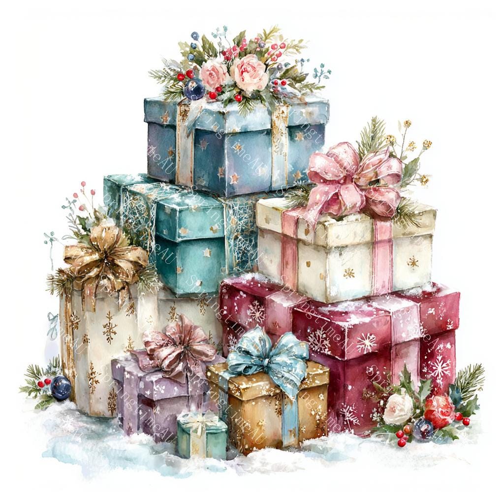 20 Christmas Gifts Clipart, Christmas Presents, Gift Boxes ...