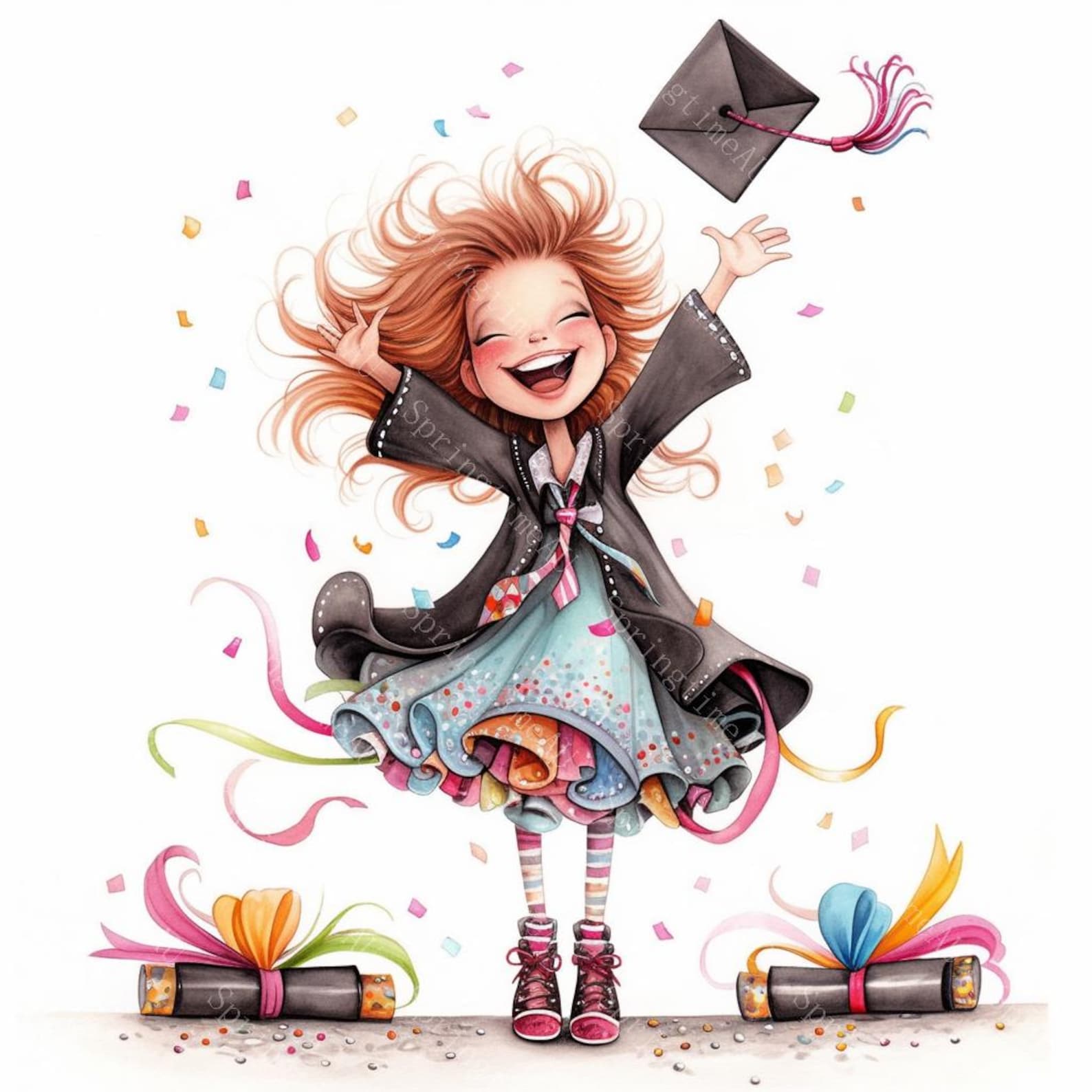 16 Quirky Girl Graduation Clipart, Student Grad Designs, Printable ...