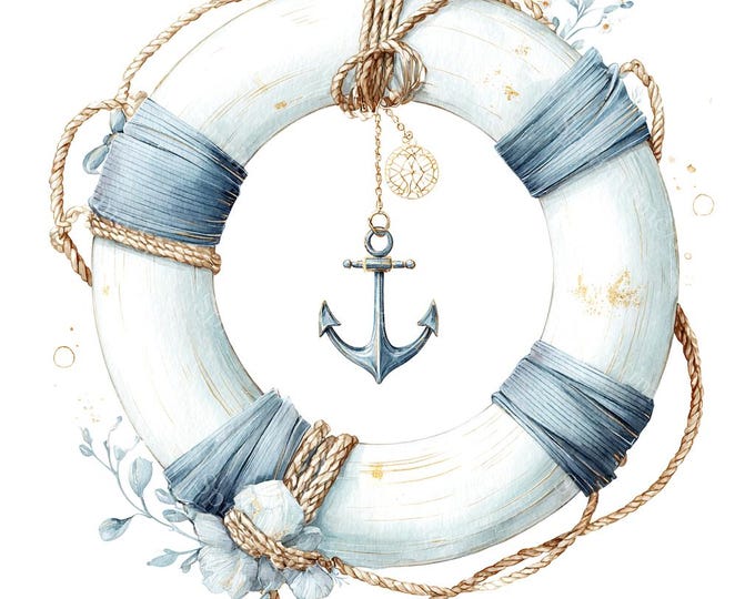Life Buoy Clipart 10 High Res Watercolor Jpgs, Junk Journaling, Card ...