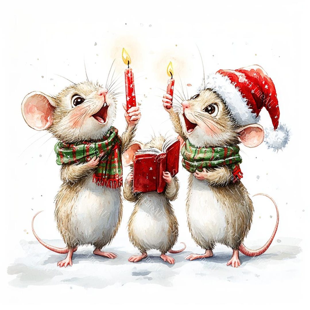 16 Mice Family Christmas Clipart, Cute Santa Mouse, Christmas Mouse ...