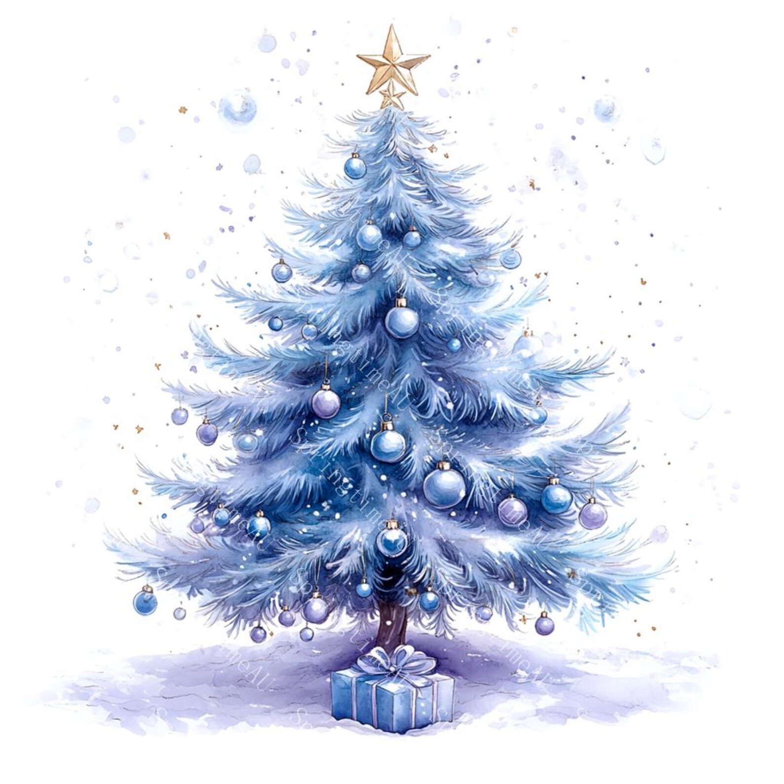 18 Blue Christmas Tree Clipart, Christmas Card Making, Christmas ...