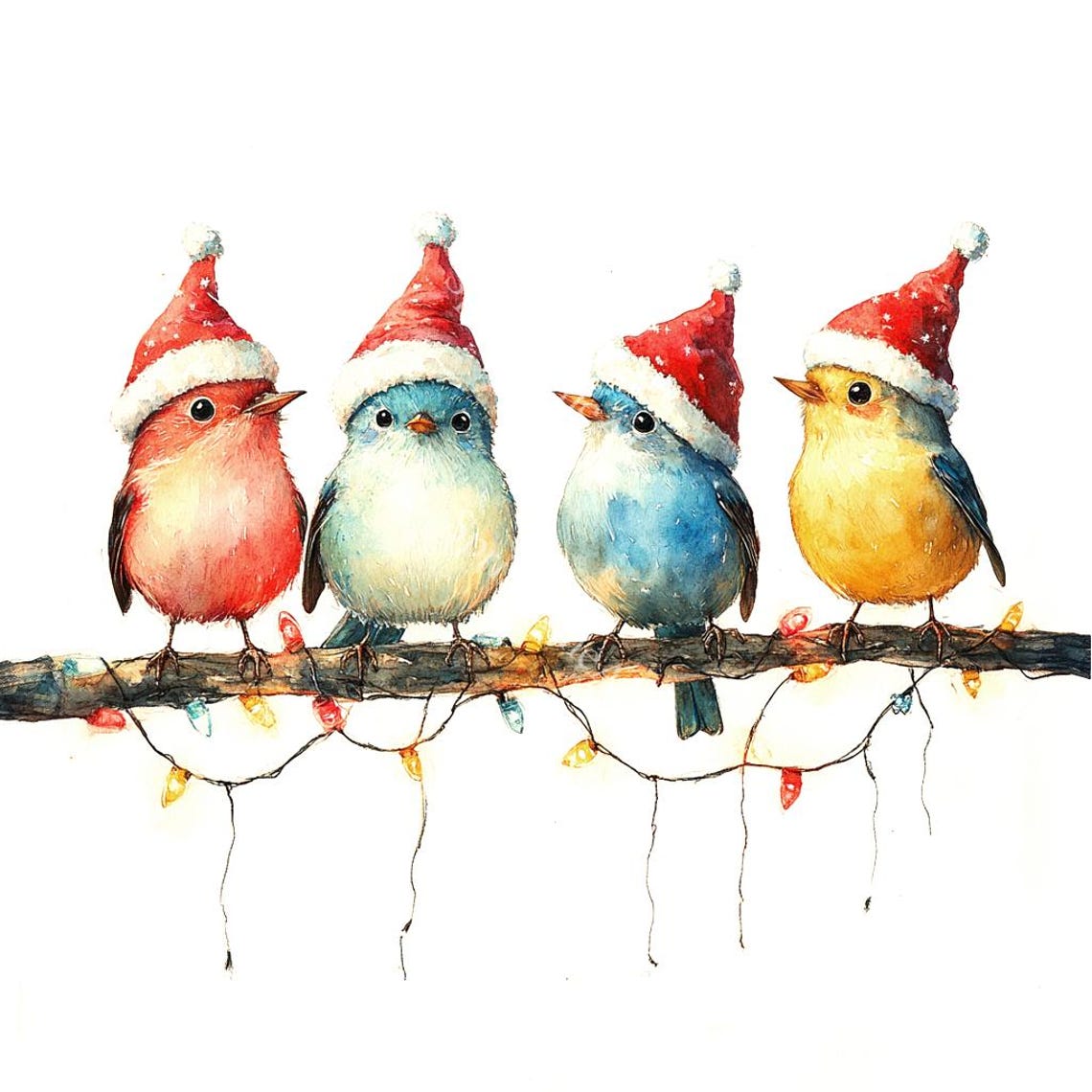 16 Whimsical Christmas Birds Clipart, Cute Funny Bird, Christmas Card ...