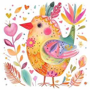 16 Bohemian Style Bird Clipart, Birdfolk Art, Boho Bird, Printable ...