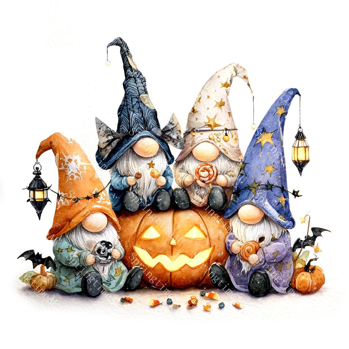 20 Halloween Gnomes Clipart, Autumn Gnomes, Cute Halloween, Fall Gnomes ...