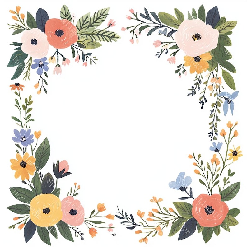 14 Cute Floral Frames Clipart, Floral Frame Borders, Wildflower Frame ...