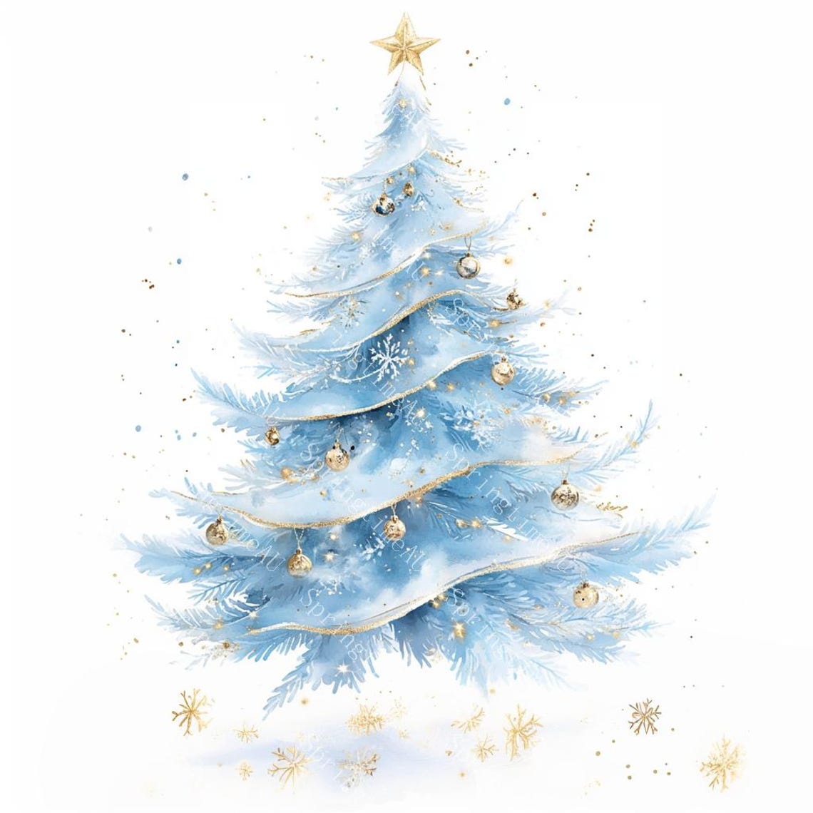 18 Blue Christmas Tree Clipart, Christmas Card Making, Christmas ...