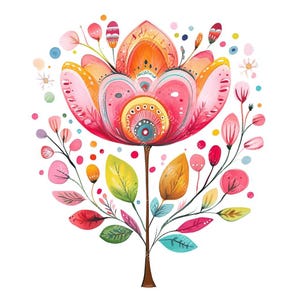 20 Quirky Weird Flowers Clipart, Folk Art Flowers, Colorful Flowers ...