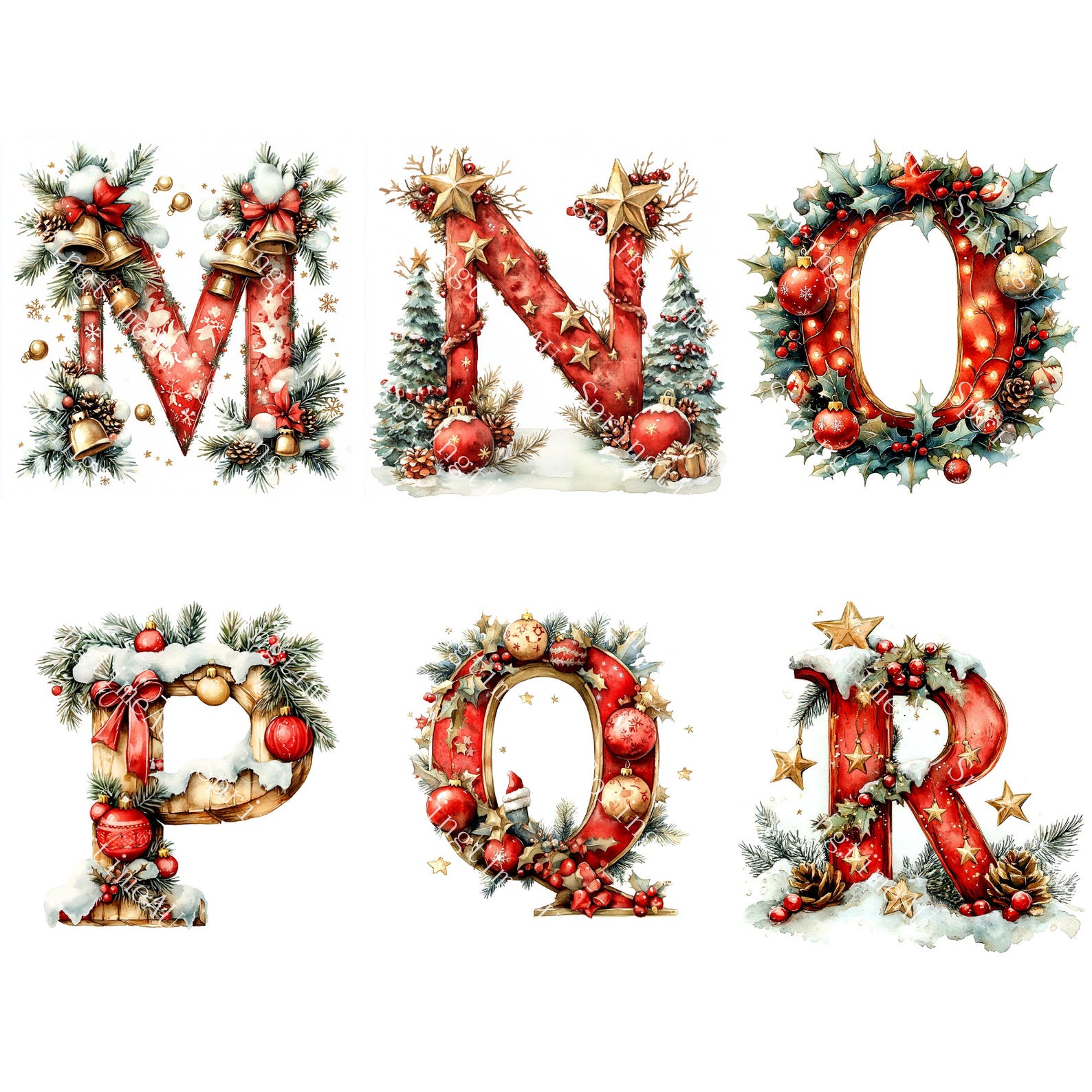 36 Christmas Alphabet Clipart, Festive Number Set, Santa Letter Frame ...