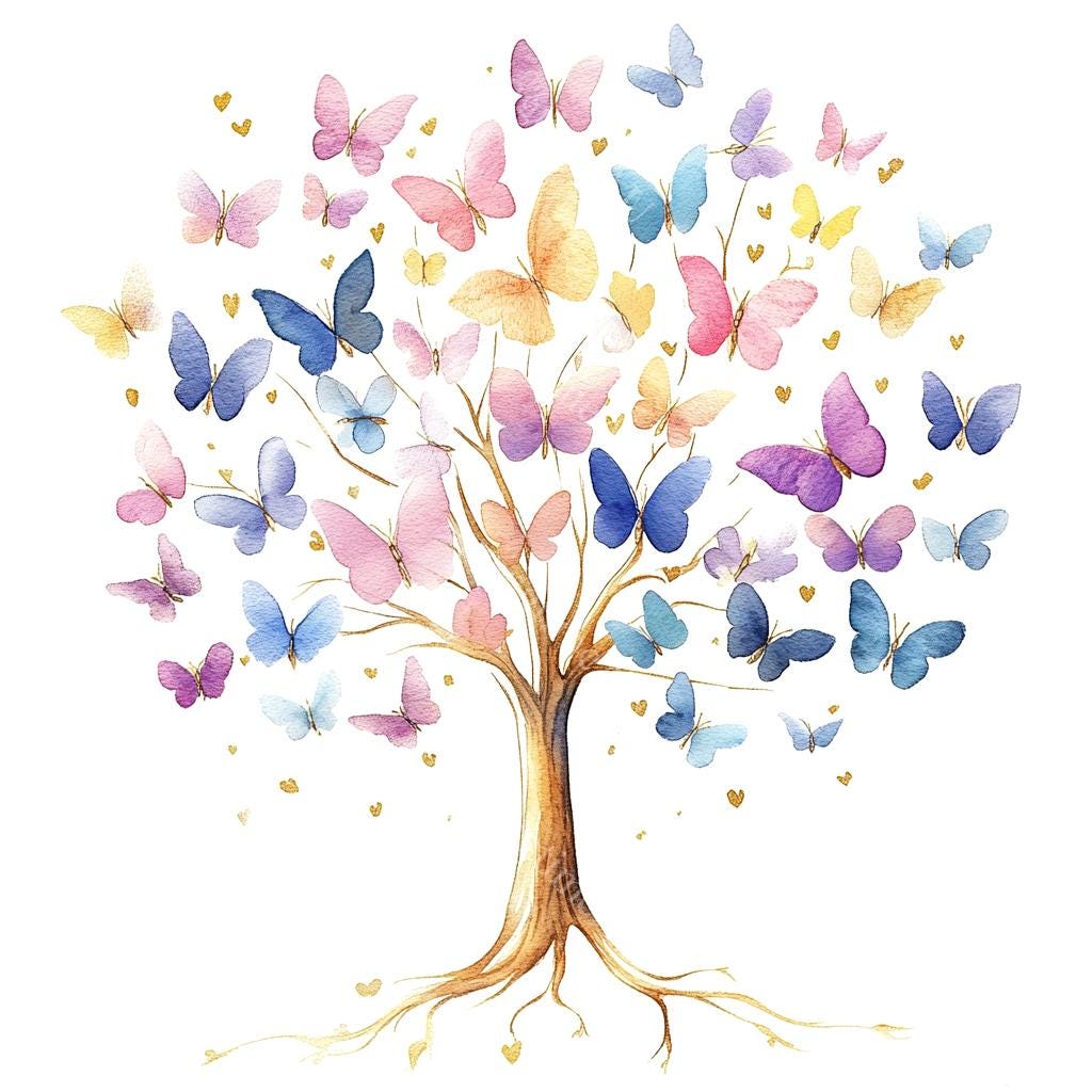 16 Butterfly Tree of Life Clipart, Pretty Butterflies, Printable ...