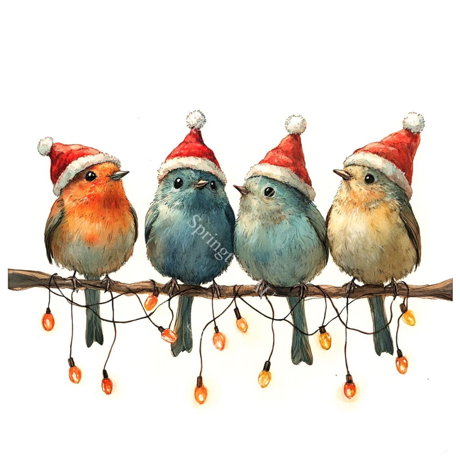 16 Whimsical Christmas Birds Clipart, Cute Funny Bird, Christmas Card ...
