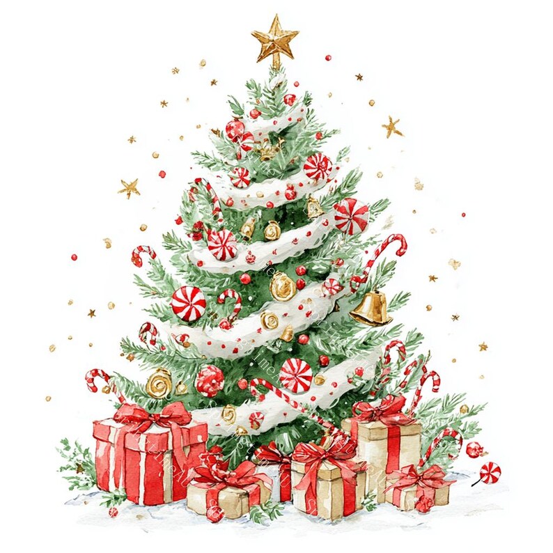 20 Candy Cane Christmas Tree Clipart, Winter Festive Art, Christmas ...