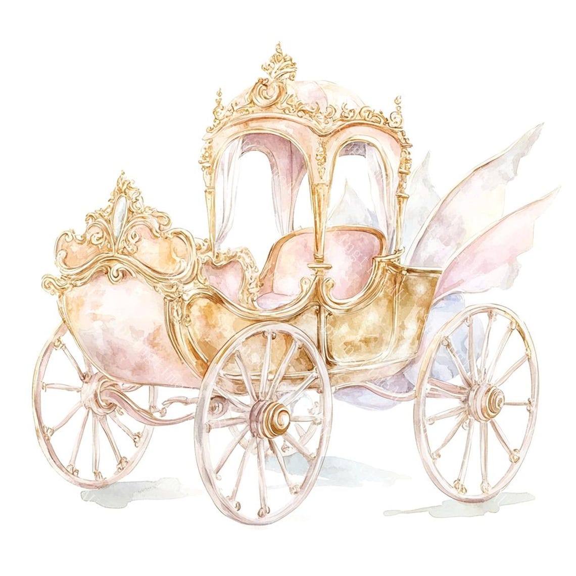 20 Princess Carriage Clipart, Fairy Tale Clipart, Pink Carriage ...