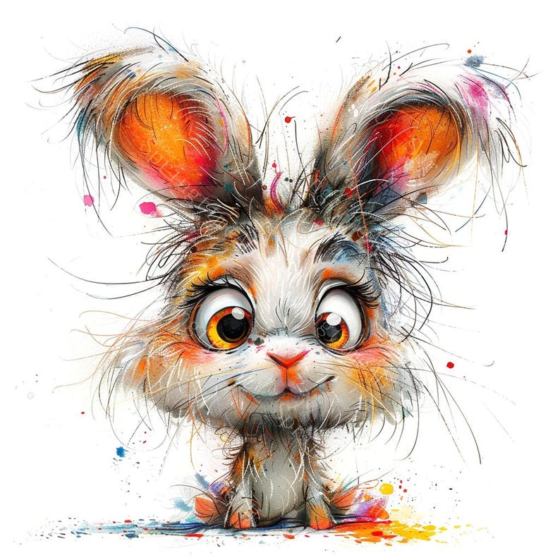 16 Funny Quirky Rabbit Clipart, Cute Bunny, Quirky Frazzled Rabbits ...