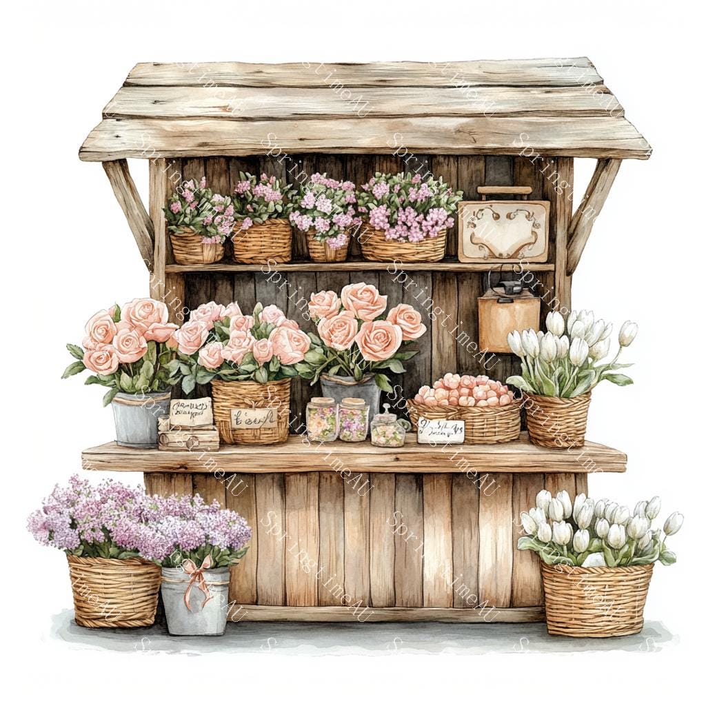 20 Floral Stall Clipart, Spring Flower Market, Floral Store,printable ...
