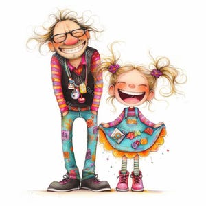 14 Quirky Father and Child Clipart, Father's Day, Best Dad Family ...