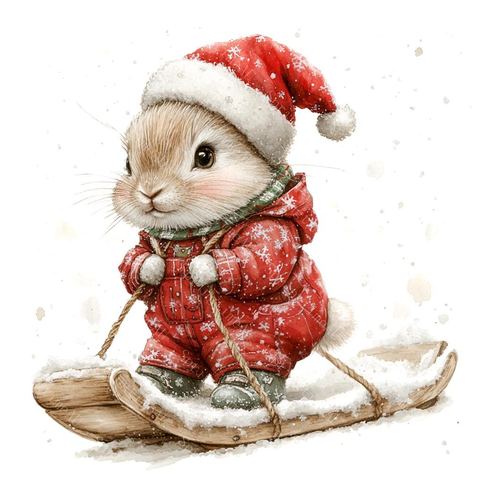 20 Vintage Christmas Bunny Clipart, Cute Bunny, Christmas Card, Nursery ...