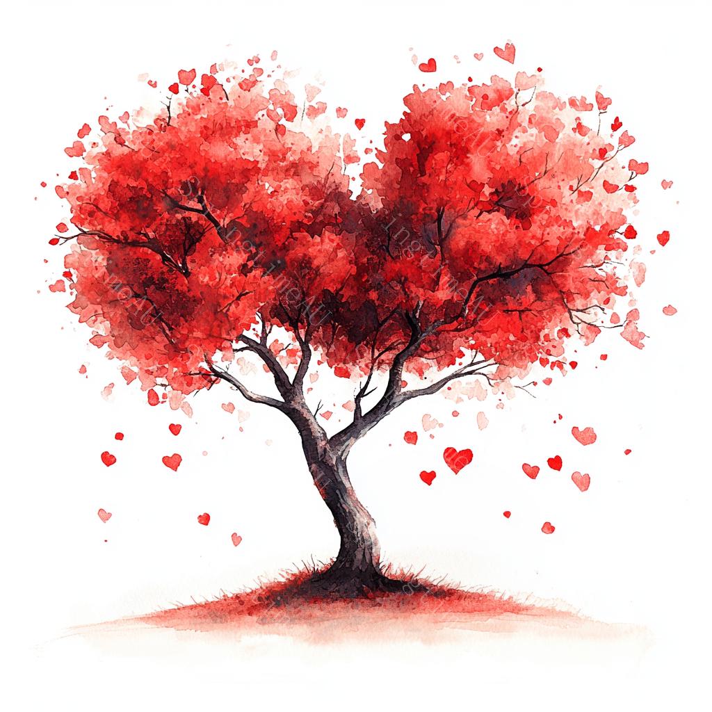14 Valentine's Day Red Tree Clipart, Valentine Clipart, Tree of Heart ...