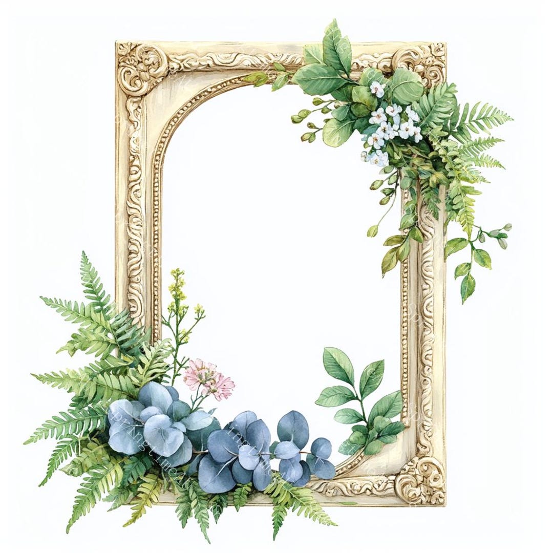 20 Spring Leaves Frames Clipart, Floral Frames Clipart, Greenery ...