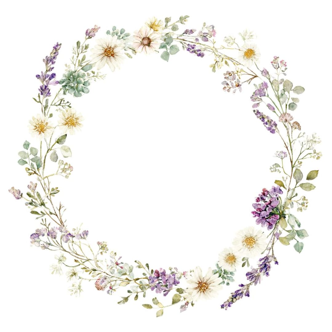 24 Wildflower Wreath Clipart, Various Flower Frame, Floral Borders ...