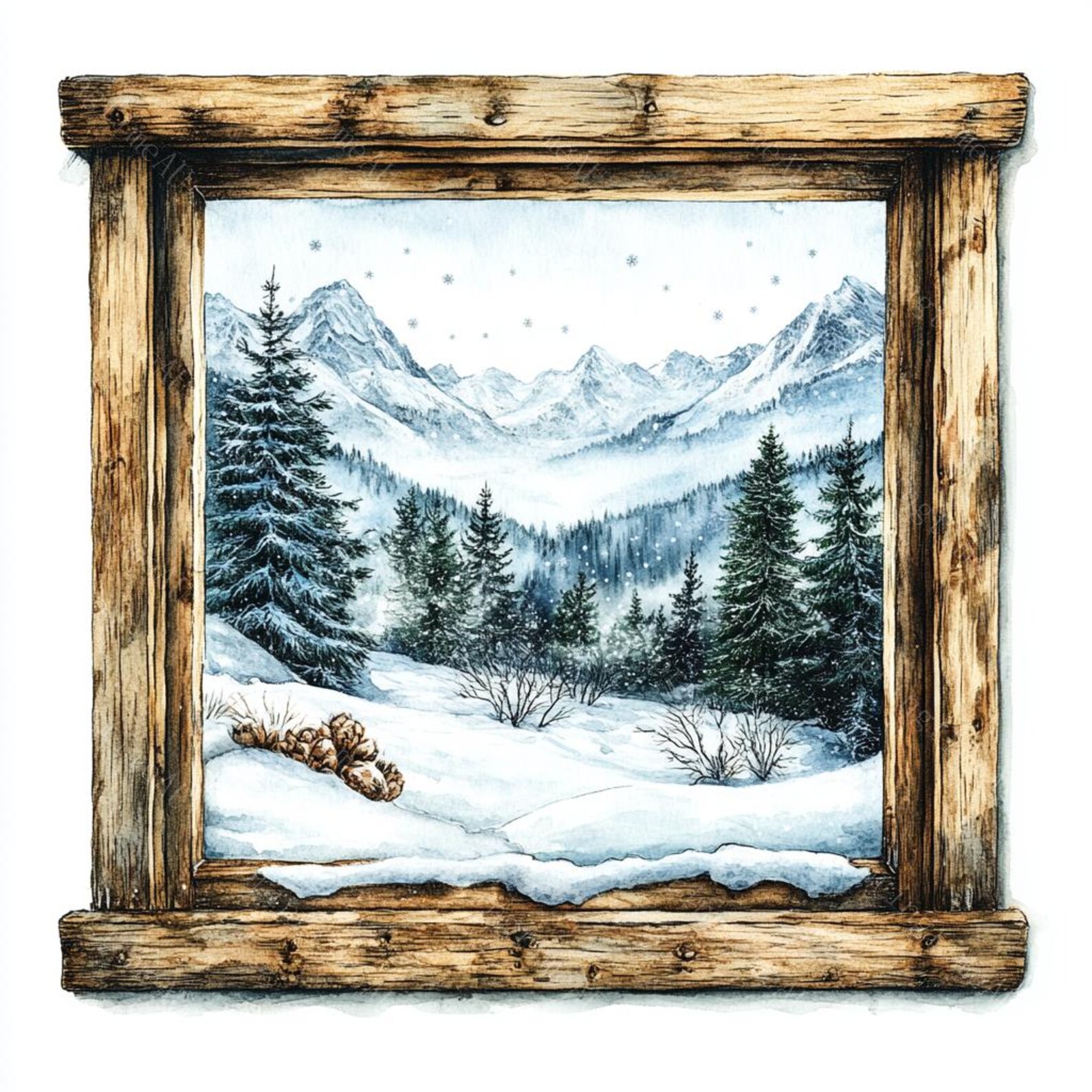 15 Winter Window Landscape View Clipart, Snowy Scene, Christmas Window ...