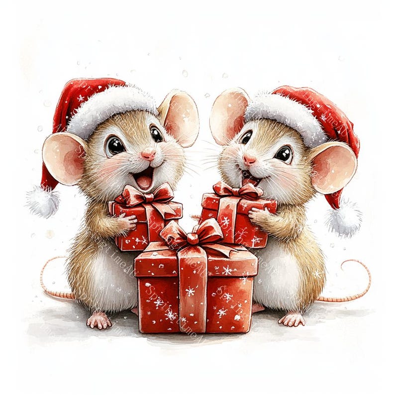 16 Mice Family Christmas Clipart, Cute Santa Mouse, Christmas Mouse ...