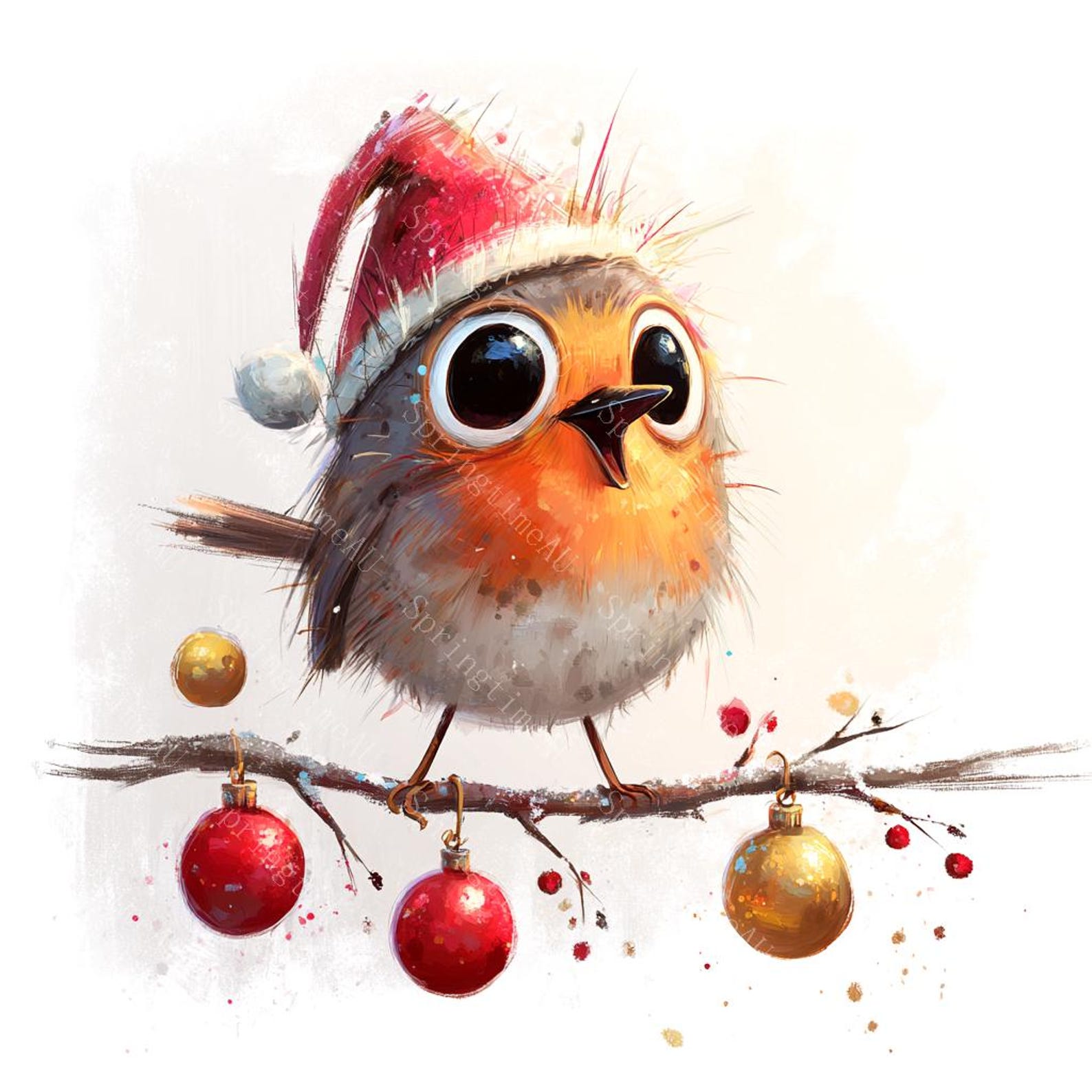 20 Quirky Christmas Robin Clipart, Whimsical Bird, Christmas Card ...