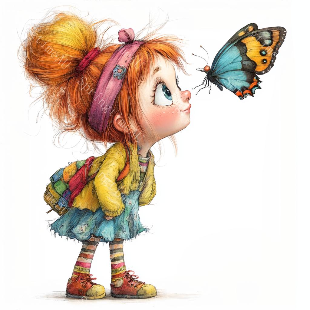 14 Quirky Little Girl With Butterfly Clipart, Quirky Girl, Baby Girl ...