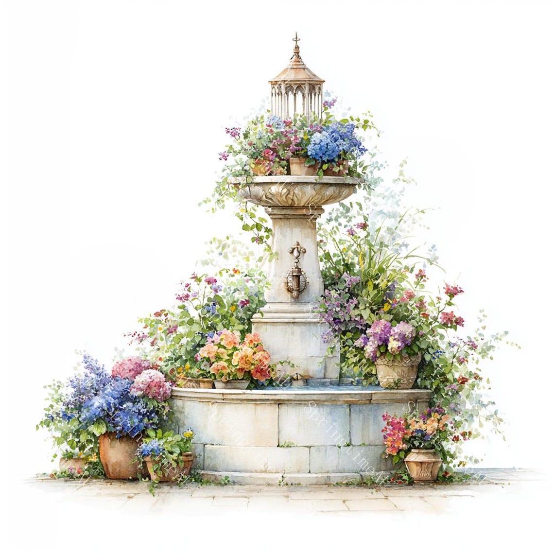 20 Water Fountain Clipart, Park Fountain Clipart, Floral Fountain ...
