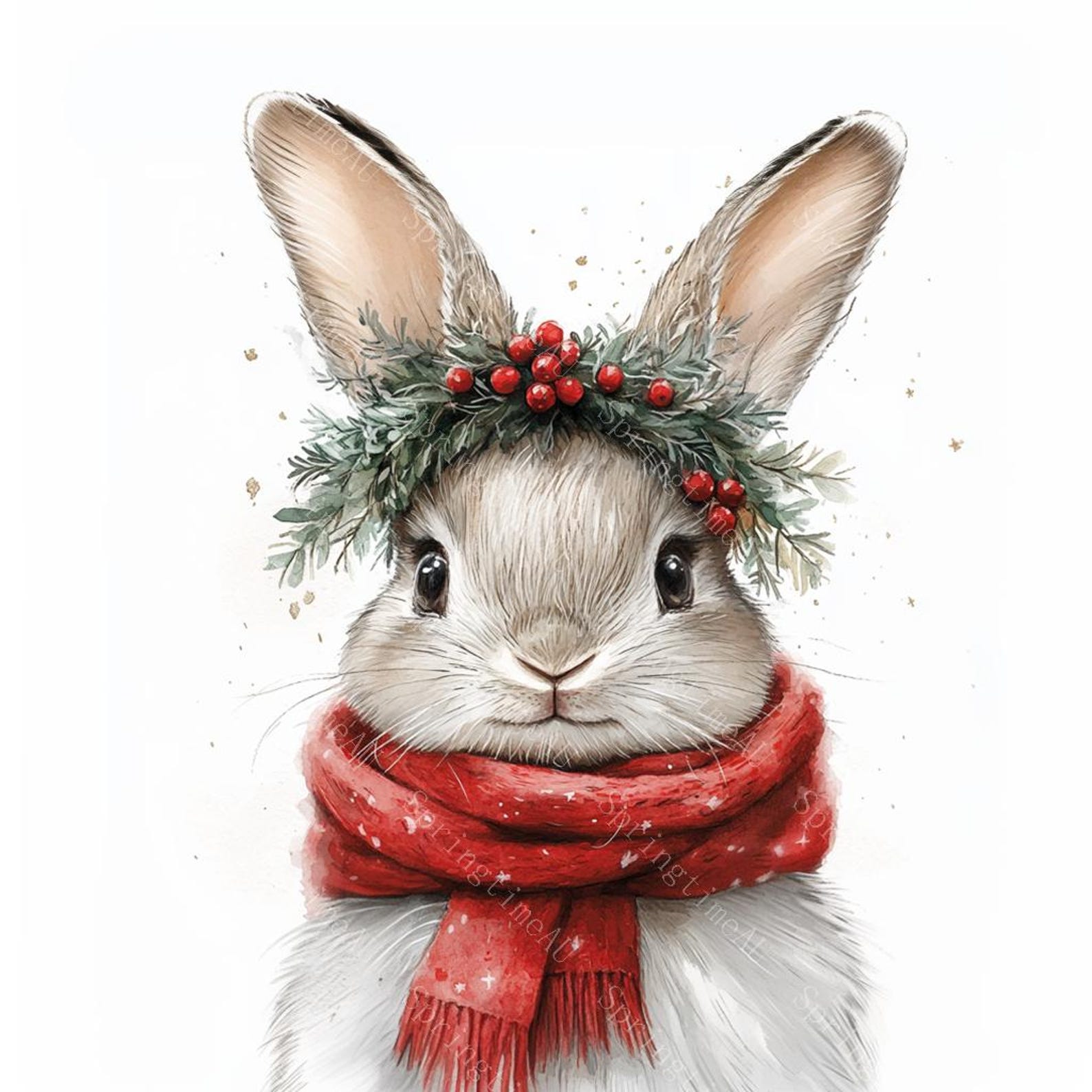 20 Vintage Christmas Bunny Clipart, Cute Bunny, Christmas Card, Nursery ...