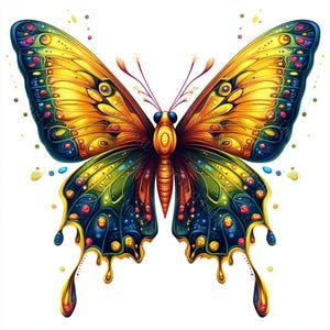 18 Glitter Butterflies Clipart, Floral Butterflies, Colorful ...