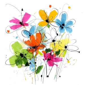 20 Sketched Colored Wildflowers Clipart, Doodle Hand Drawn Flower ...