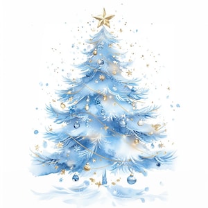 18 Blue Christmas Tree Clipart, Christmas Card Making, Christmas ...