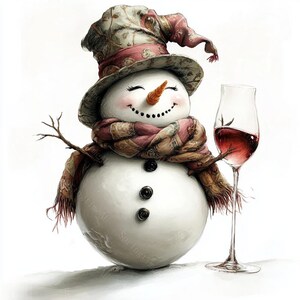 12 Drunk Snowman Clipart, Winter Graphic, Tipsy Snowman, Christmas ...
