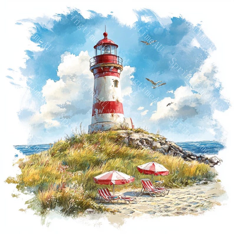 16 Vintage Lighthouse Clipart, Nautical Clipart, Ocean Clipart ...