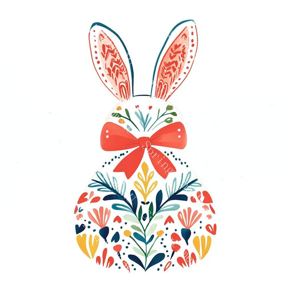 18 Cute Rabbit Easter Clipart, Bunny Easter, Floral Rabbits, Easter ...