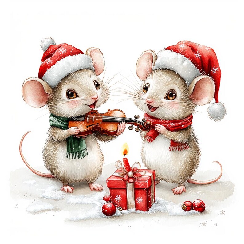 16 Mice Family Christmas Clipart, Cute Santa Mouse, Christmas Mouse ...