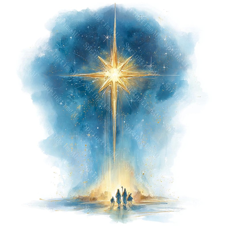 16 Bethlehem Night Star Clipart, Celestial Christmas, Nativity Scene ...