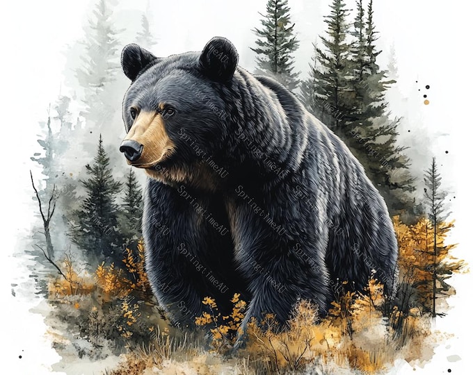 Bear and Mountain Forest Clipart Bundle JPEG Commercial Use Printable ...